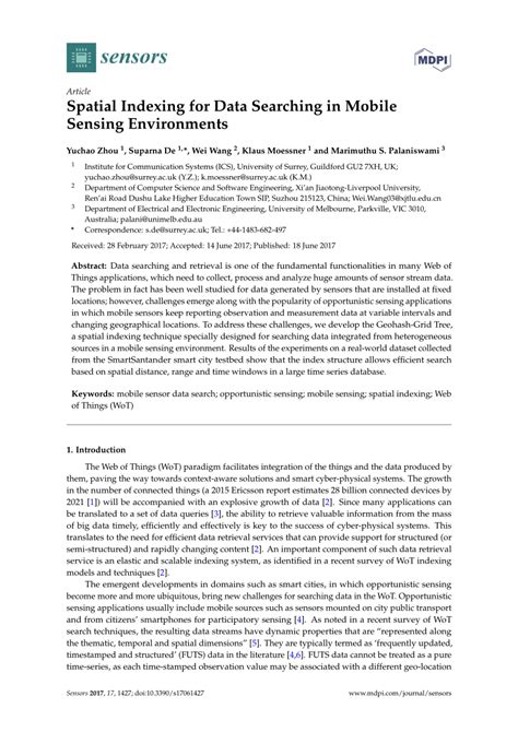 Pdf Spatial Indexing For Data Searching In Mobile Sensing Environments