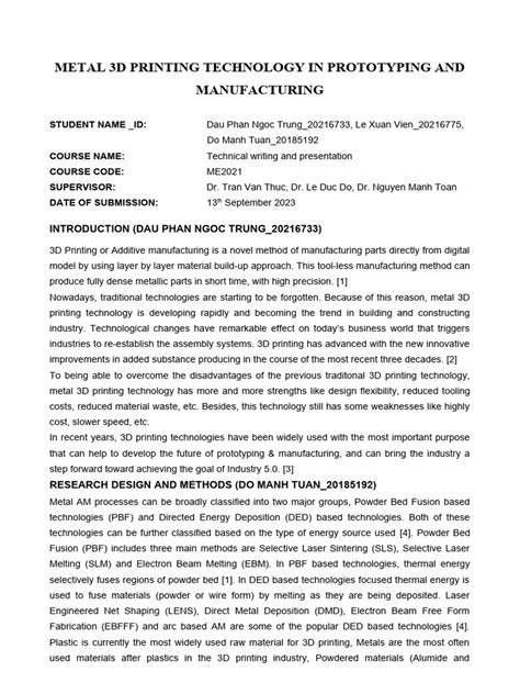 Metal 3d Printing Technology In Prototyping And Manufacturing Pdf 3 D Printing Industrial