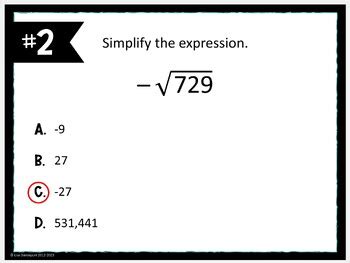 Simplify Square Roots Power Point Review By Lisa Davenport TPT