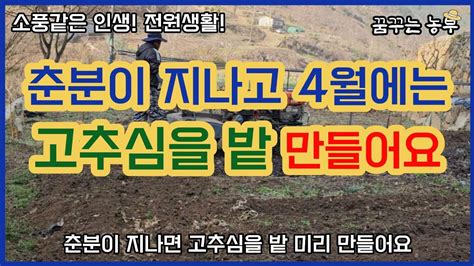 꿈꾸는 농부 고추 심을 밭에 퇴비넣고 로타리치기 고추밭 만들기 전원생활 꿈꾸는텃밭 Youtube