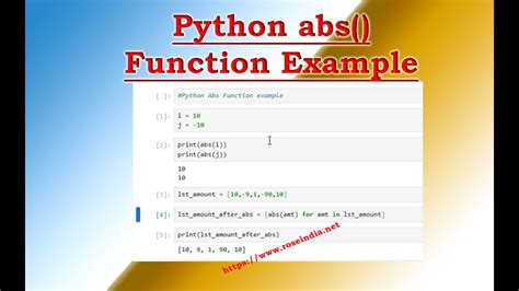Python Abs Function Example Youtube
