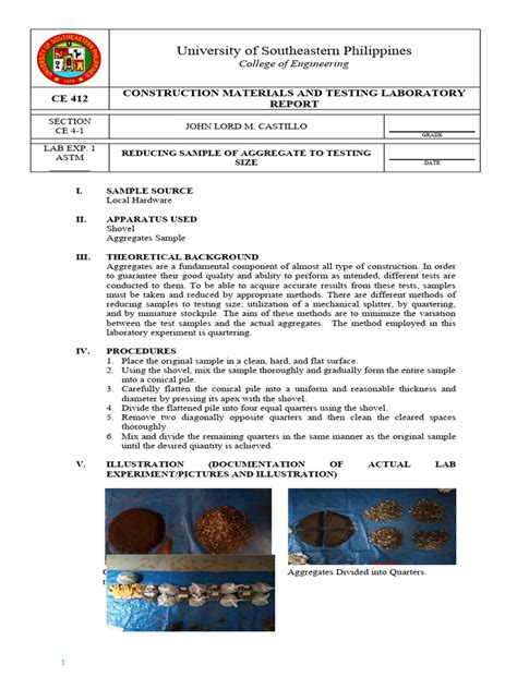 Laboratory No 1 Reducing Of Aggregates To Testing Size Pdf Laboratory No 1 Reducing Of Aggregates To Testing Size Pdf