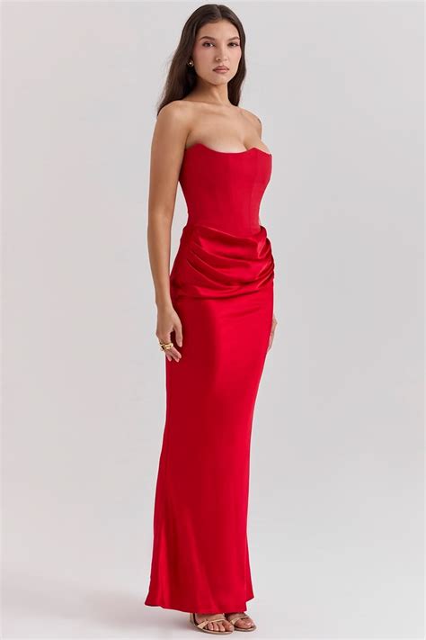 Rosalind Maxi Dress Ruby L Red Cocktail Evening Dress With
