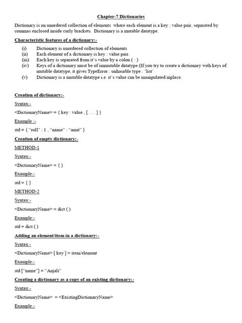 Chapter 7 Dictionaries 1 Pdf Object Oriented Programming Computer