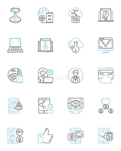 Internet Relations Linear Icons Set Connection Communication Interaction Engagement
