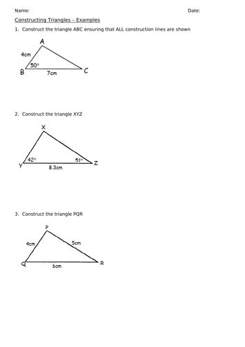 Constructing Triangles Worksheet Worksheet Construct A Copy Of A
