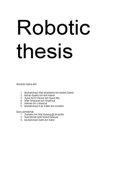 Robotic Thesis Pdf