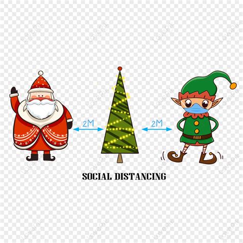 산타 사회적 거리 전염병 일러스트 어린이 일러스트 소나무 일러스트 Png 일러스트 무료 다운로드 Lovepik