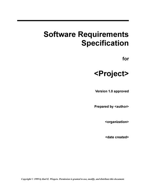 Srs Template Ieee Software Requirements Specification For Version 1