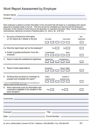 26 FREE Work Assessment Samples To Download
