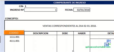 Crear Un Comprobante De Ingreso Blog Aplica Excel Contable