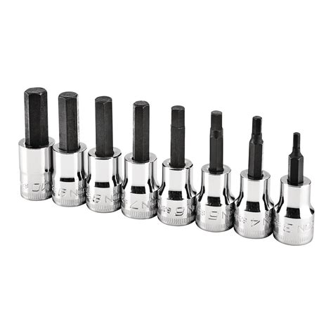 3 8 In Drive Metric Professional Hex Bit Socket Set 8 Piece