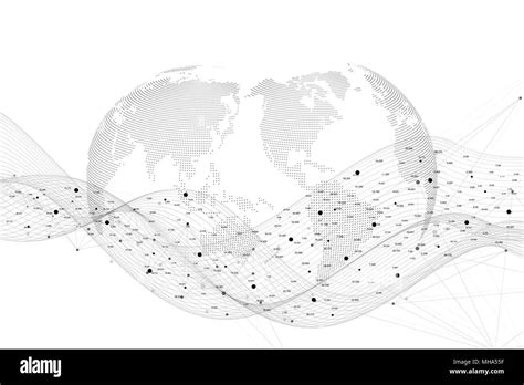 Vector Abstract Background With Dynamic Waves Dot And Lines Dynamic Particles Abstract Plexus