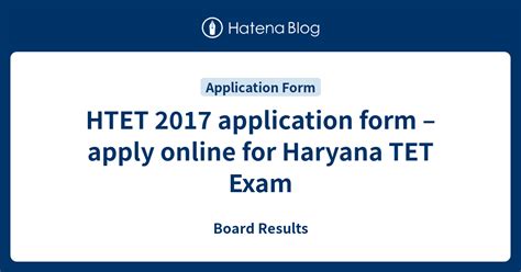 HTET Application Form Apply Online For Haryana TET Exam Board Results