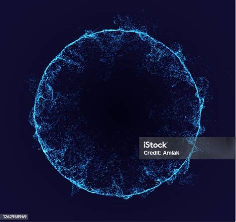 원 벡터 테두리입니다 네온 입자 흐름 훈제 구 모양 기술 배경 개념 0명에 대한 스톡 벡터 아트 및 기타 이미지 0명 개념