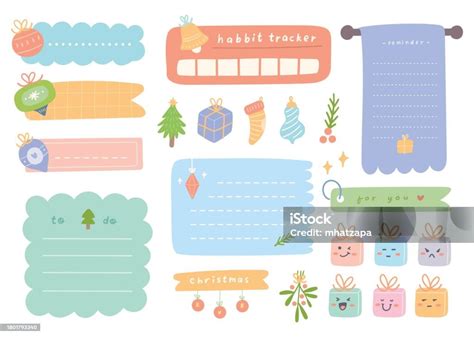 크리스마스 테마 귀여운 저널 플래너 위시리스트 디자인 벡터 일러스트 레이 션 메모장에 대한 스톡 벡터 아트 및 기타 이미지 메모장 카와이 0명 Istock