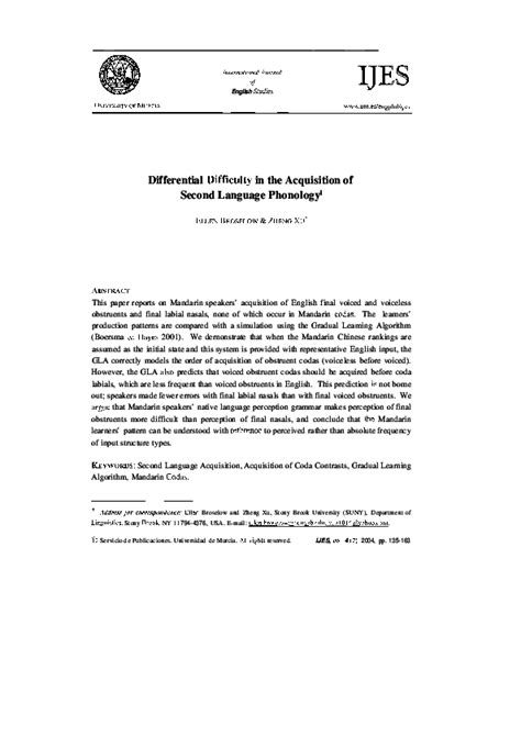 Differential Difficulty In The Acquisition Of Second Language Phonology