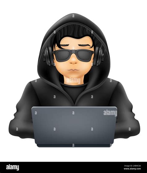 Young Hacker Programmer It Specialist Coder Sitting At A Laptop In A