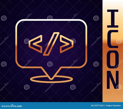 Gold Line Web Design And Front End Development Icon Isolated On Black
