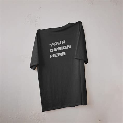 플라잉 백 블랙 티셔츠 프리미엄 목업 프리미엄 Psd 파일