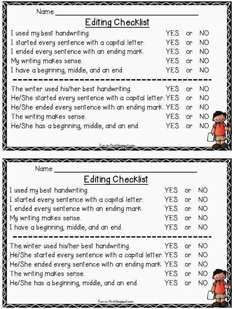 Writing Checklist For Grade 1 At Johnny Will Blog