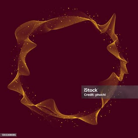 빨간색 배경에 있는 파티클 배열의 추상 조명 노란색 동적 원 파도 선입니다 테크놀로지에 대한 스톡 벡터 아트 및 기타 이미지 테크놀로지 빨강 추상적인 Istock