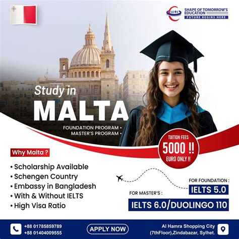 ইউরোপের সেনজেনভুক্ত দেশ মাল্টায় অল্প খরচে পড়াশোনার সুযোগ 🇲🇹 আবেদন