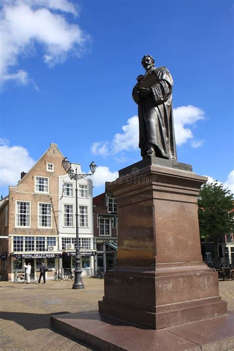 Statue Of Hugo Grotius In Delft Netherlands Editorial Image Image Of
