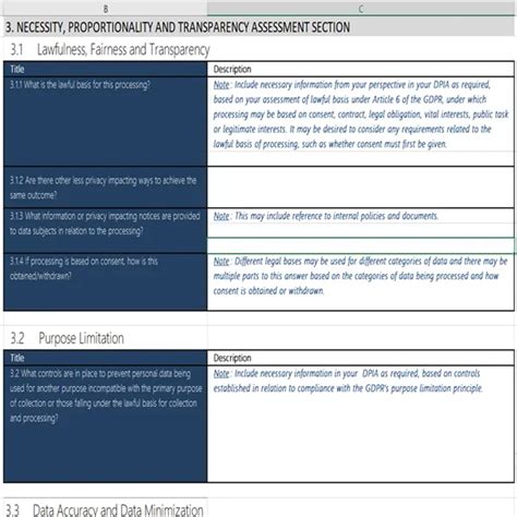 Dpia Gdpr Template Xls Download Privacy Impact Assessment Template