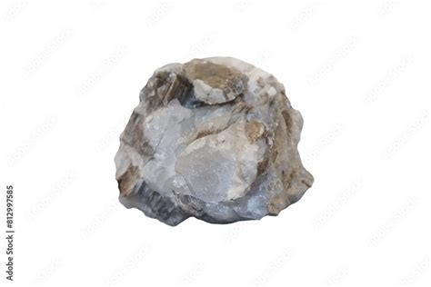 Raw Specimen Of Pegmatite Intrusive Igneous Rock Isolated On White