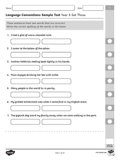 Au T2 E 3164 Naplan Style Language Conventions Year 5 Set One Exam