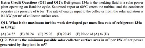 Solved Extra Credit Questions Q11 ﻿and Q12 Refrigerant
