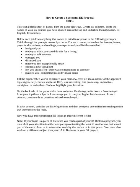 How To Create A Successful Ee Proposal Pdf