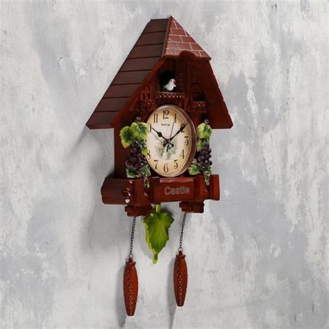 Часы настенные с кукушкой Виноградная лоза плавный ход 63х10х36 см коричневые купить по