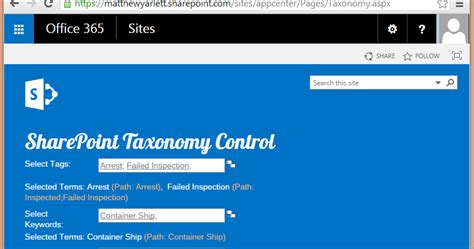 Matthew Yarlett Using The Client Side Taxonomy Picker Control In An