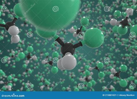 Molecule Of Difluoromethane Ball And Stick Molecular Model Scientific 3d Rendering Stock
