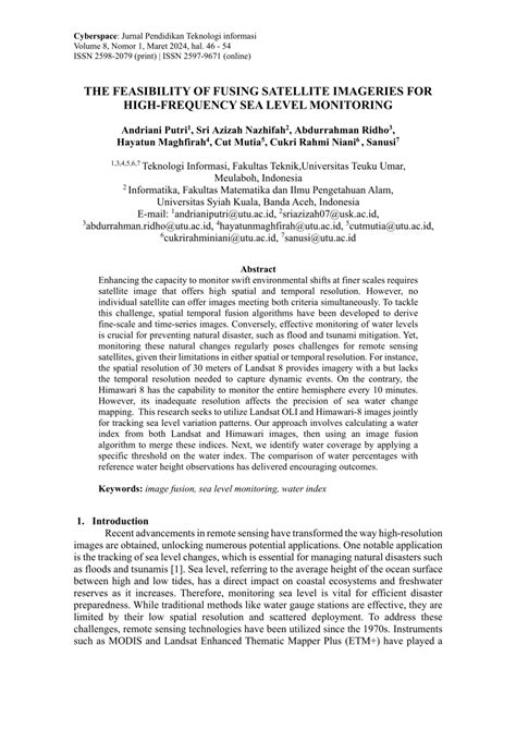 Pdf The Feasibility Of Fusing Satellite Imageries For High Frequency Sea Level Monitoring
