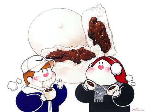 딸비s Instagram Profile Post 겨울철 폭신폭신 부드럽고 팥이 달콤한 찐빵을 그려보았습니다 재료 사인펜 찐빵