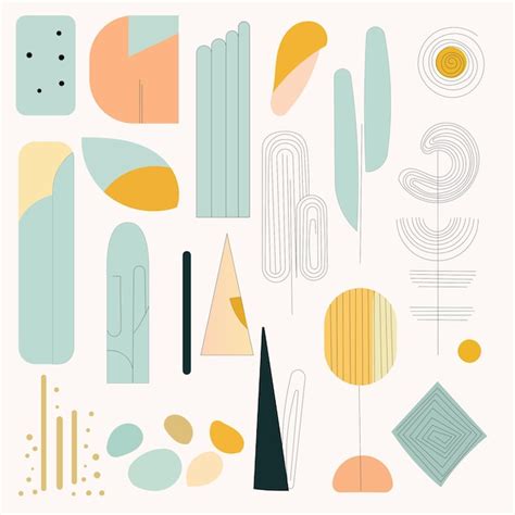 Premium Vector Big Set Of Coloured Hand Drawn Various Shapes And Doodle Objects Curves Dots