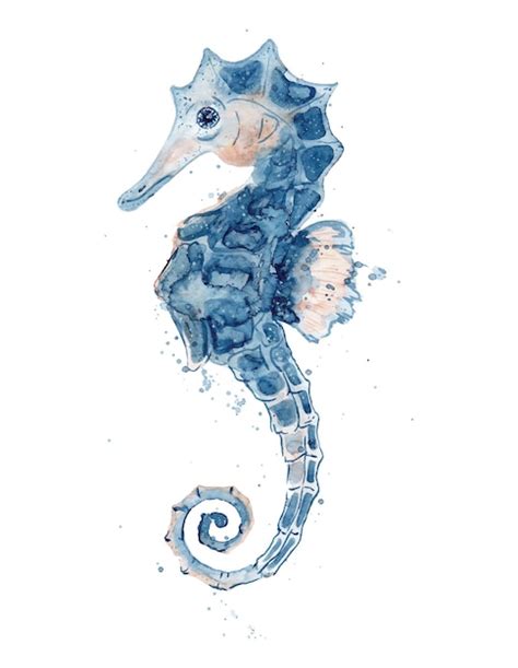 Ilustración De Dibujado A Mano De Caballito De Mar Acuarela Aislado Sobre Fondo Blanco Vida
