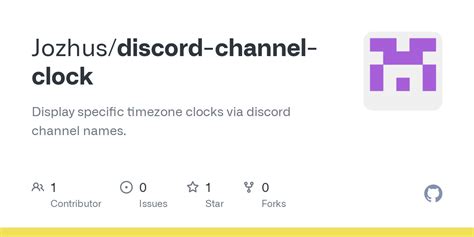 GitHub Jozhus Discord Channel Clock Display Specific Timezone Clocks Via Discord Channel Names