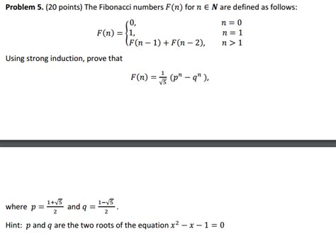 Solved The Fibonacci Numbers F N For N Element N Are Chegg