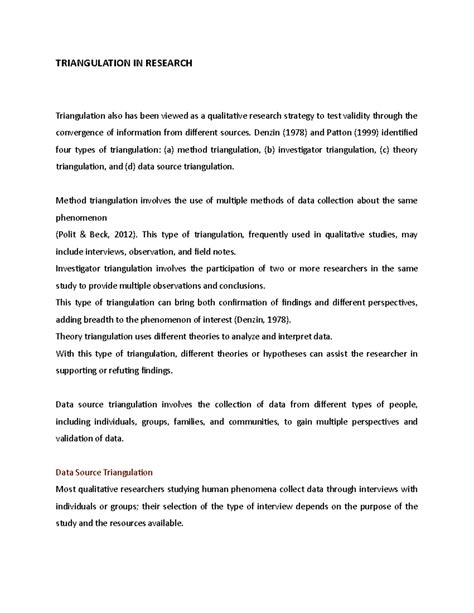 Triangulation In Research Triangulation In Research Triangulation