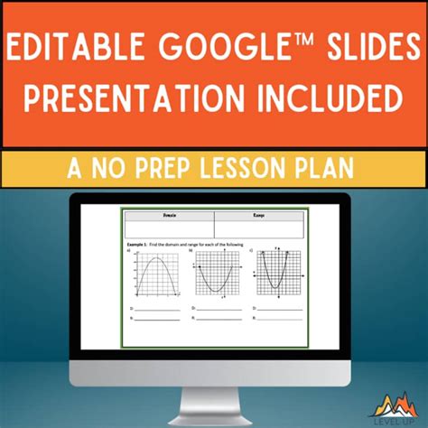 Domain And Range Of Quadratic Functions Lesson Notes Self Checking Worksheet