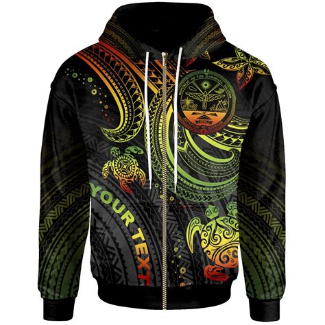 Polynesian Pride Marshall Islands Custom Zip Up Hoodie Coat Of Arm With