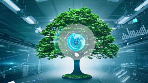 Tree Holographic Model In Modern Lab Laboratory Eco Research Leaf