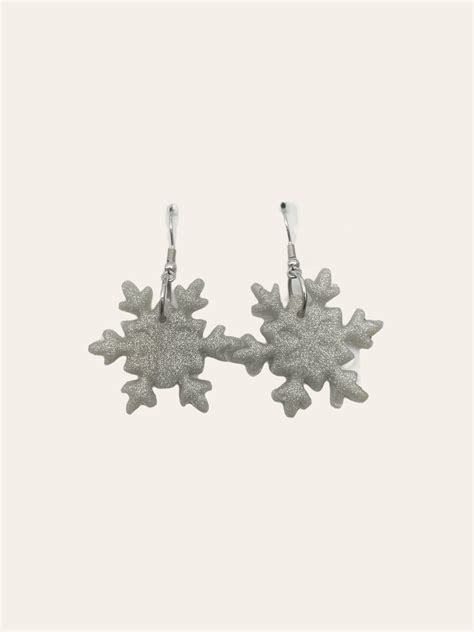 Snowflake Dangle Earrings Silver Sparkle Evie Jean Collection