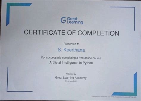 Completed The Course For Ai In Python Great Learning Great Learning