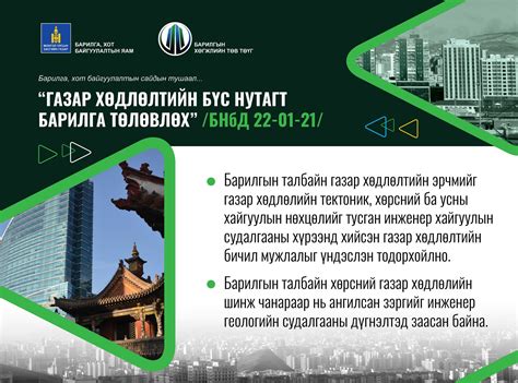 Барилгын хөгжлийн төв ГАЗАР ХӨДЛӨЛТИЙН БҮС НУТАГТ БАРИЛГА ТӨЛӨВЛӨХ БНбД 22 01 21 НОРМ БА
