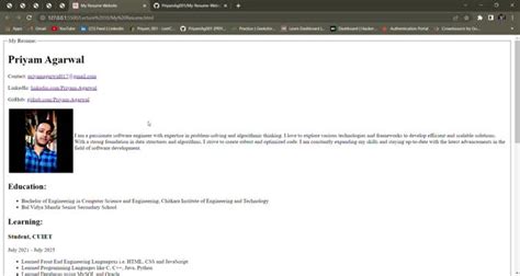 Priyam Agarwal On Linkedin Resume Html Lovebabbar
